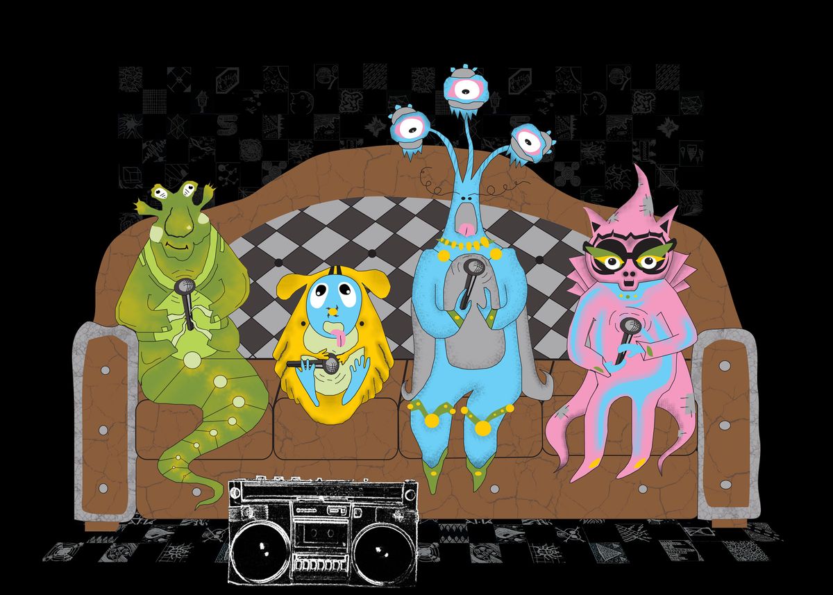 'Alien couch potatoes' Poster, picture, metal print, paint by Shizmos ...