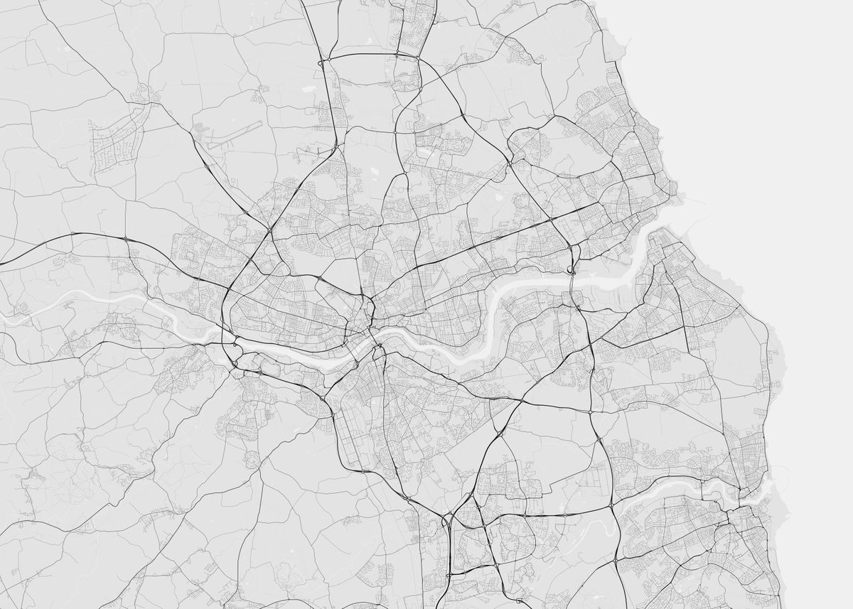 'Newcastle England Map' Poster, picture, metal print, paint by ...