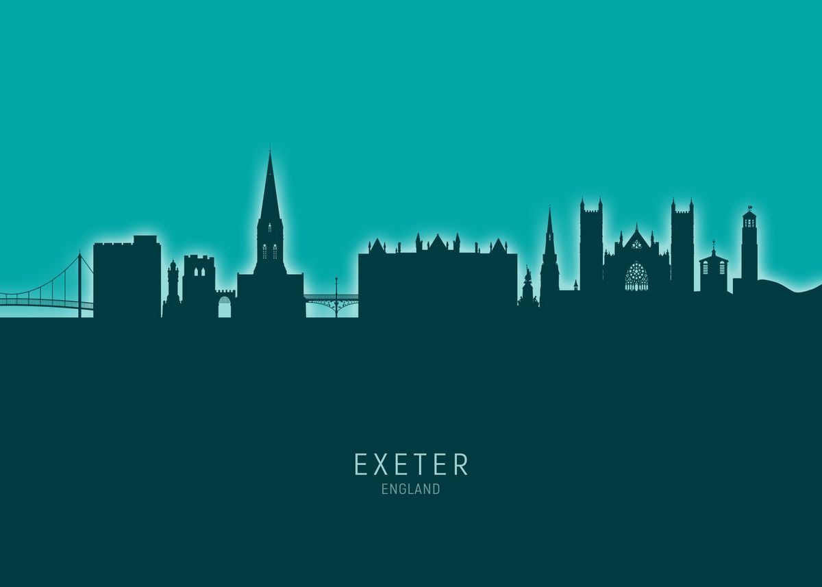 'Exeter Skyline England' Poster, picture, metal print, paint by Michael ...