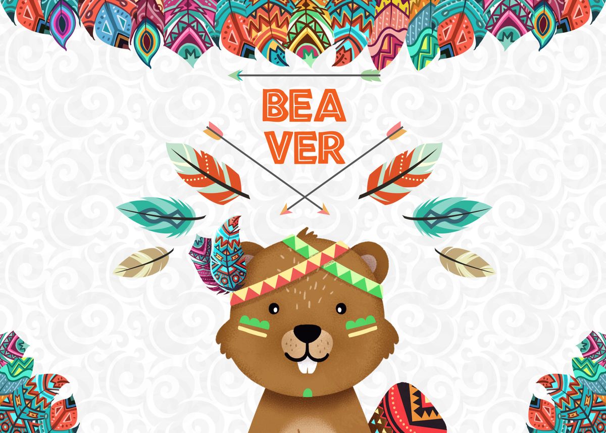 'Nursery Art Tribal Beaver' Poster, picture, metal print, paint by ...