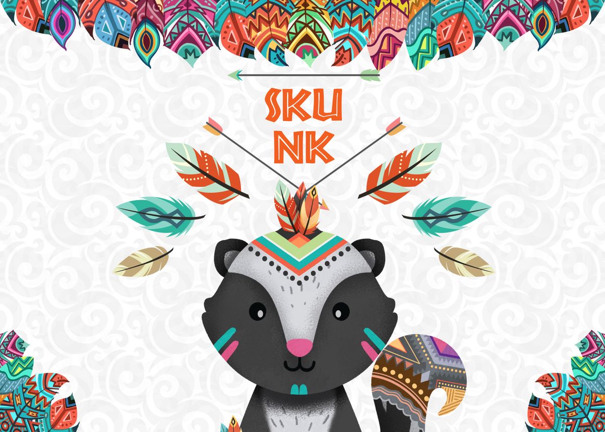 'Nursery Art Tribal Skunk' Poster, picture, metal print, paint by ...