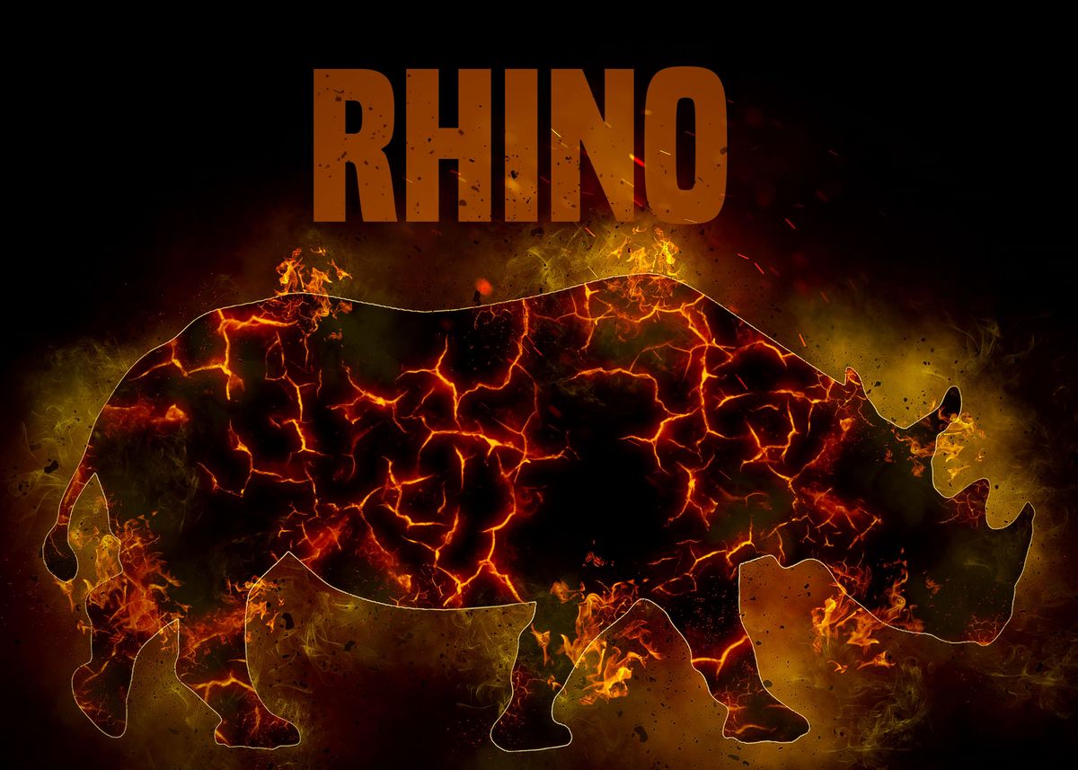 'rhino fire' Poster, picture, metal print, paint by Muhammad Anas ...