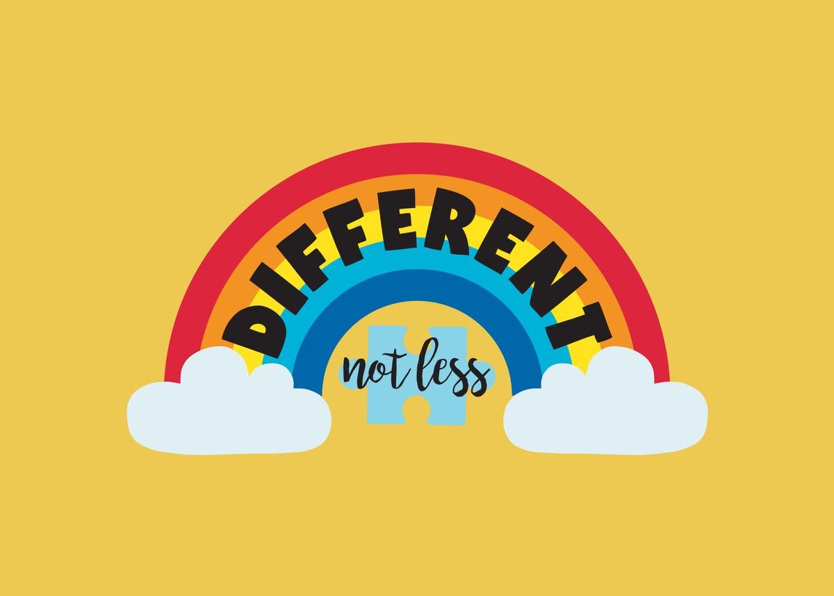 'Different Not Less Autism' Poster, picture, metal print, paint by ...