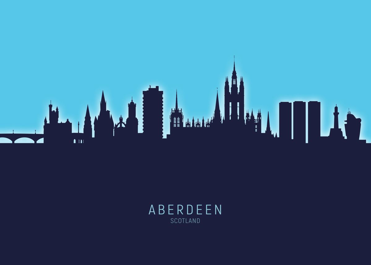 'Aberdeen Skyline Scotland' Poster by Michael Tompsett | Displate