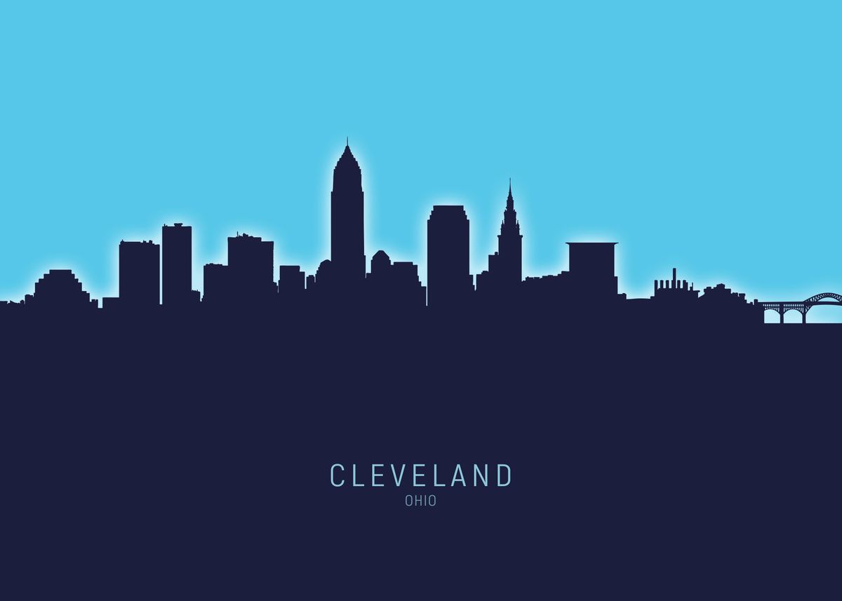 'Cleveland Skyline Ohio' Poster, picture, metal print, paint by Michael ...