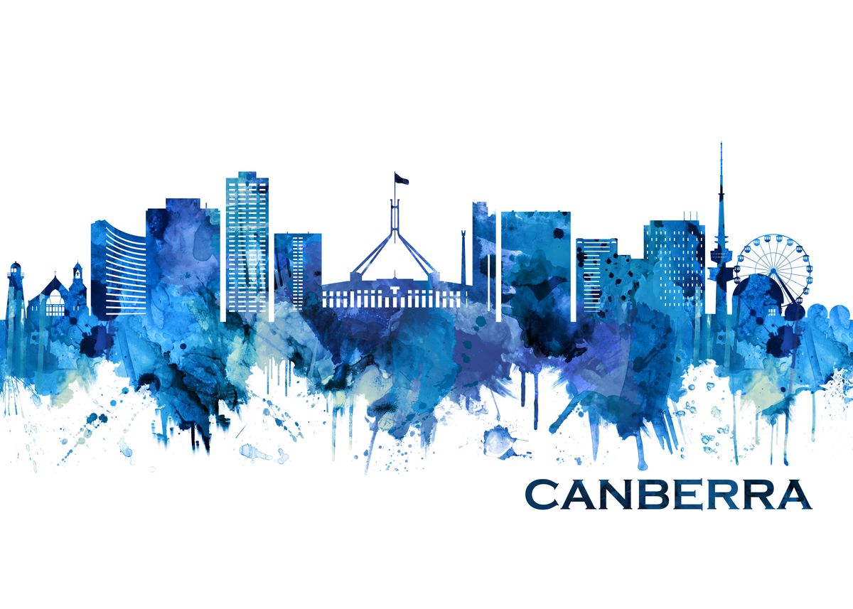 'Canberra Australia Skyline' Poster, picture, metal print, paint by ...