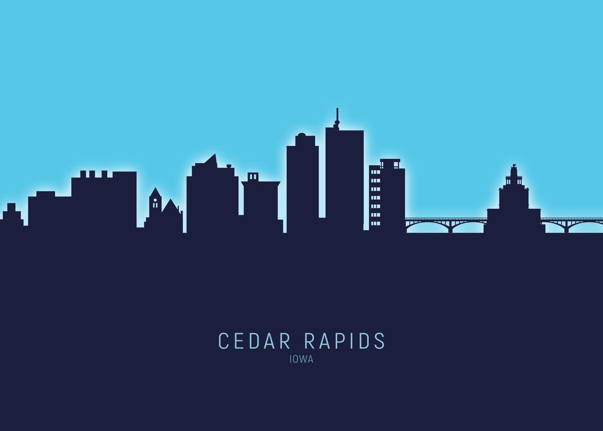 'Cedar Rapids Skyline Iowa' Poster, picture, metal print, paint by ...