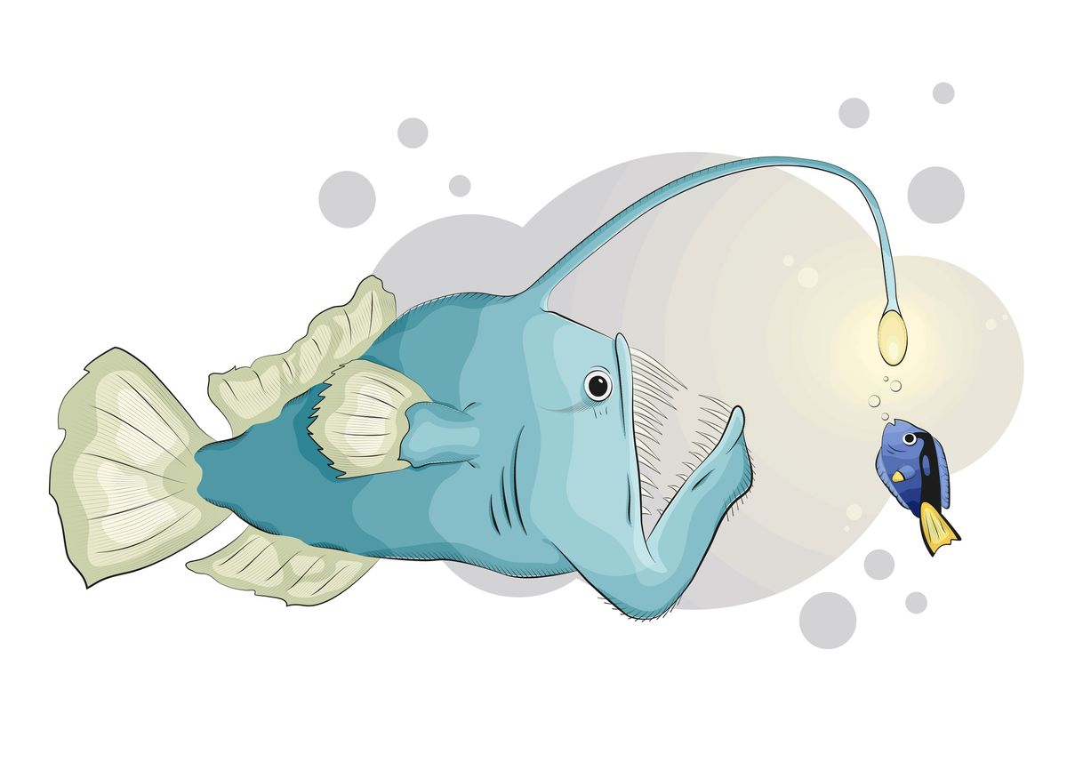 'Anglerfish from the abyss' Poster, picture, metal print, paint by ...