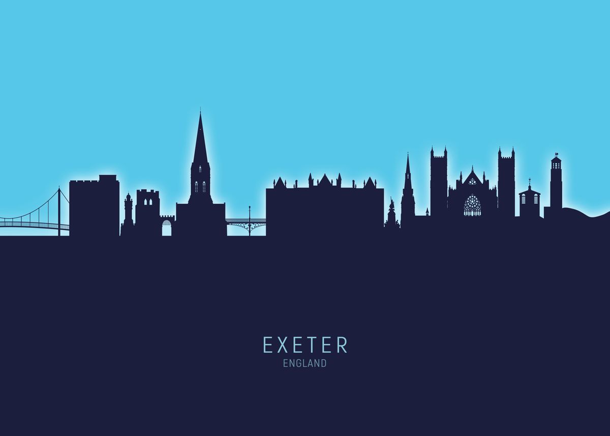 'Exeter Skyline England' Poster, picture, metal print, paint by Michael ...
