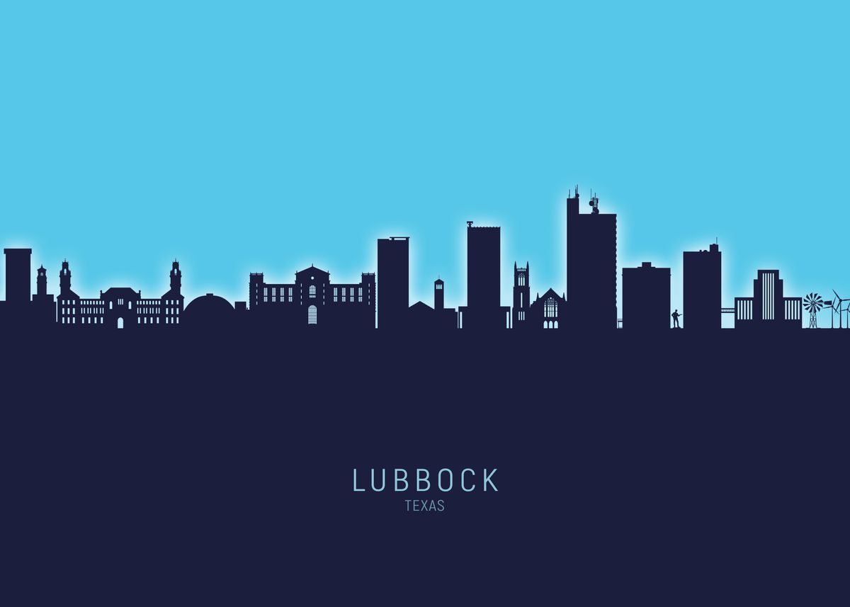 'Lubbock Skyline Texas' Poster, picture, metal print, paint by Michael ...