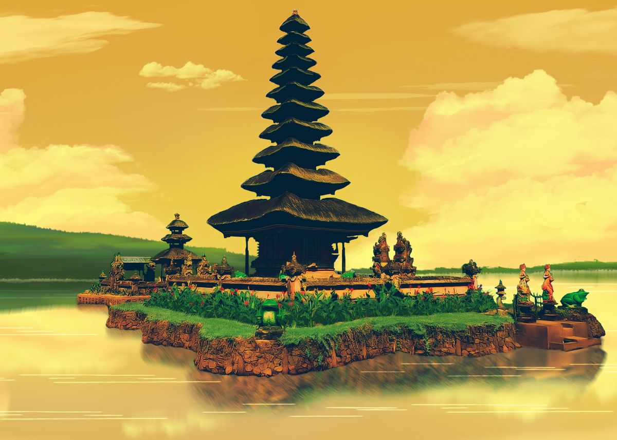 'Temple Ulun Danu in Anime' Poster by Ni Hikari | Displate