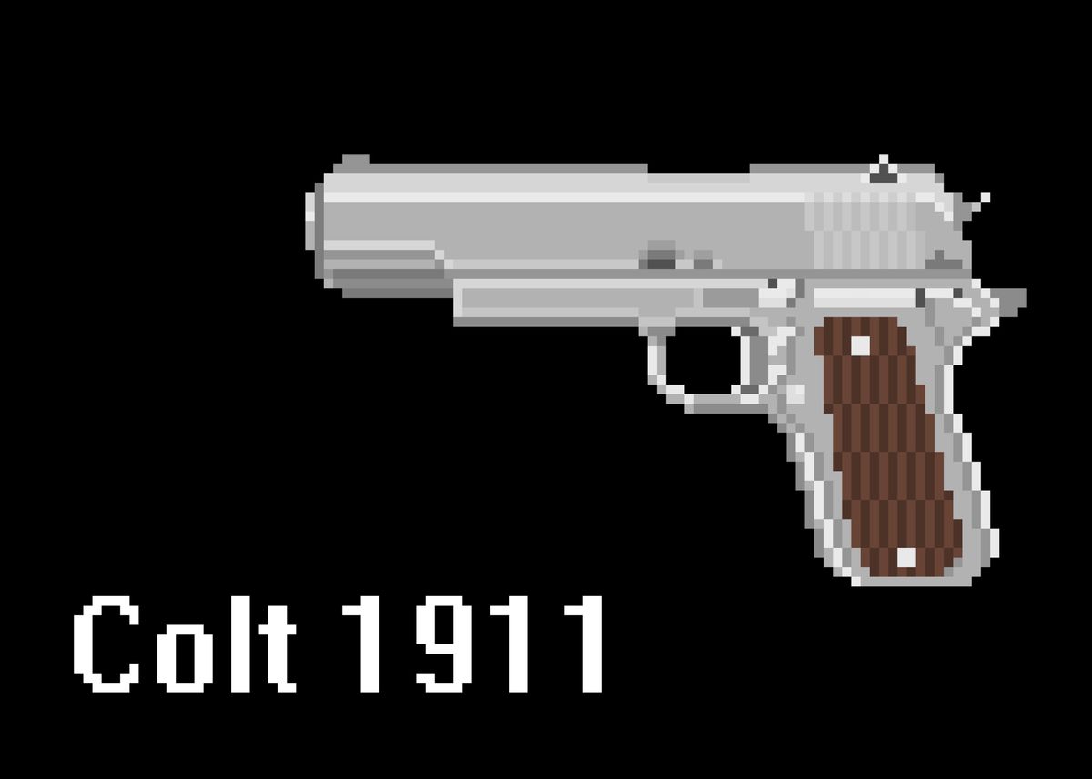 'Colt 1911 in PixelArt' Poster, picture, metal print, paint by Phillip ...