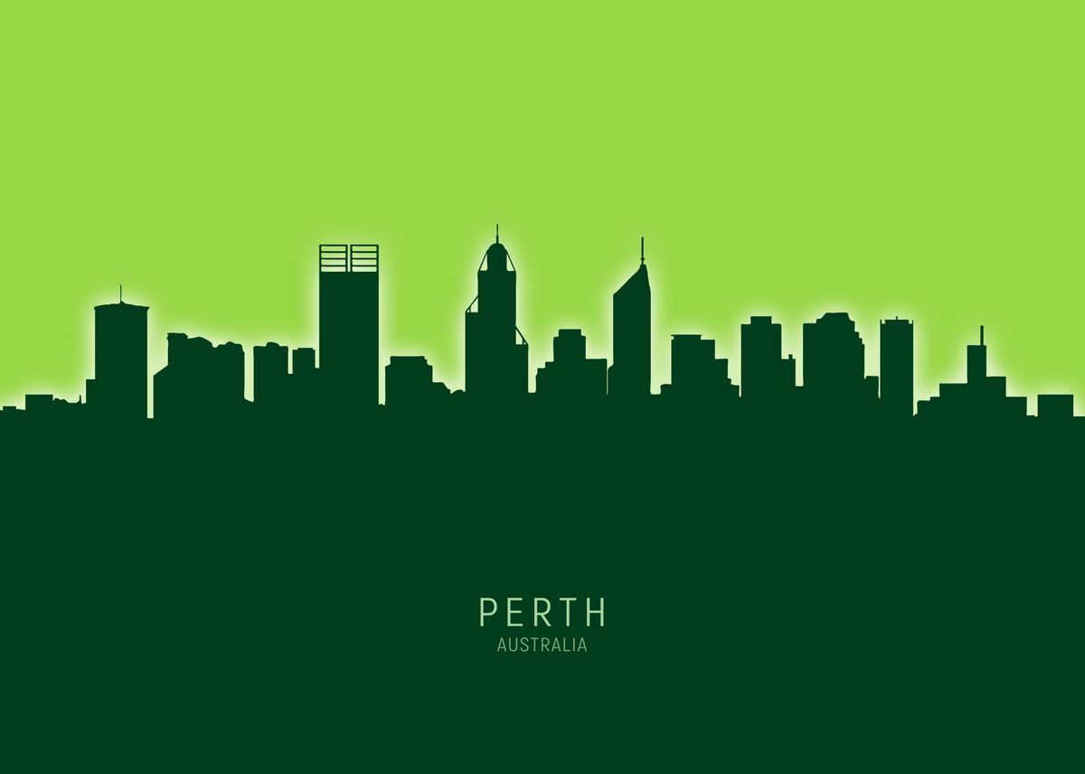 'Perth Skyline Australia' Poster, picture, metal print, paint by ...