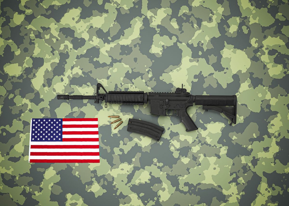 'American assault rifle' Poster, picture, metal print, paint by ...