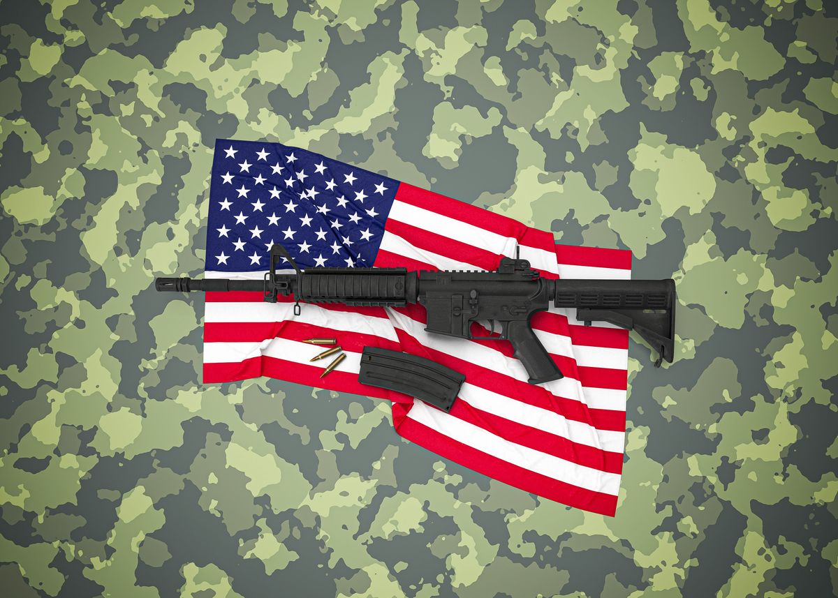 'American assault rifle' Poster, picture, metal print, paint by ...
