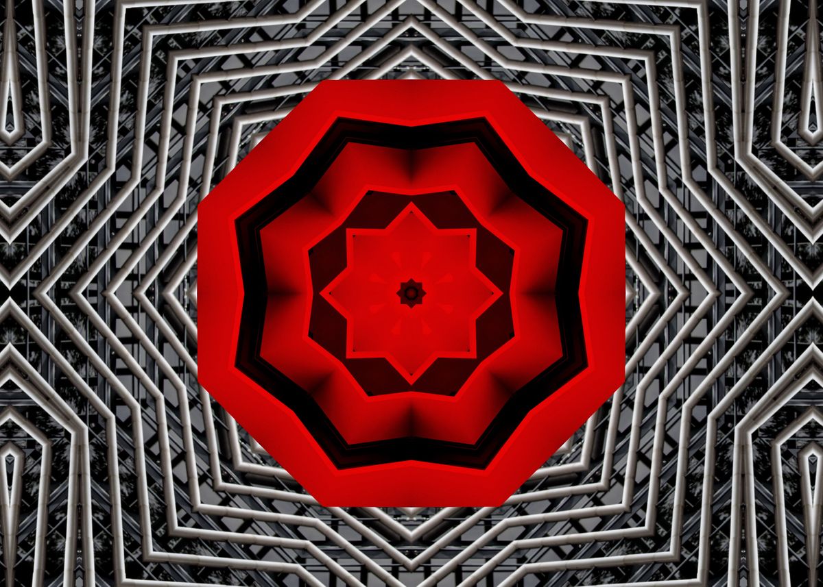 'Red Grey Ninja Abstract' Poster by Faizal Kamal | Displate