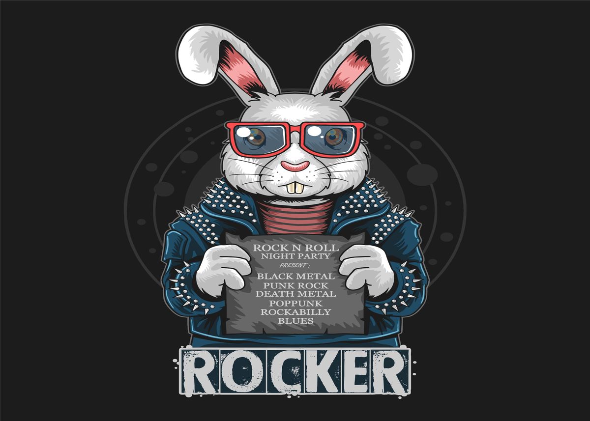 'Rocker Bunny' Poster, picture, metal print, paint by Create ...