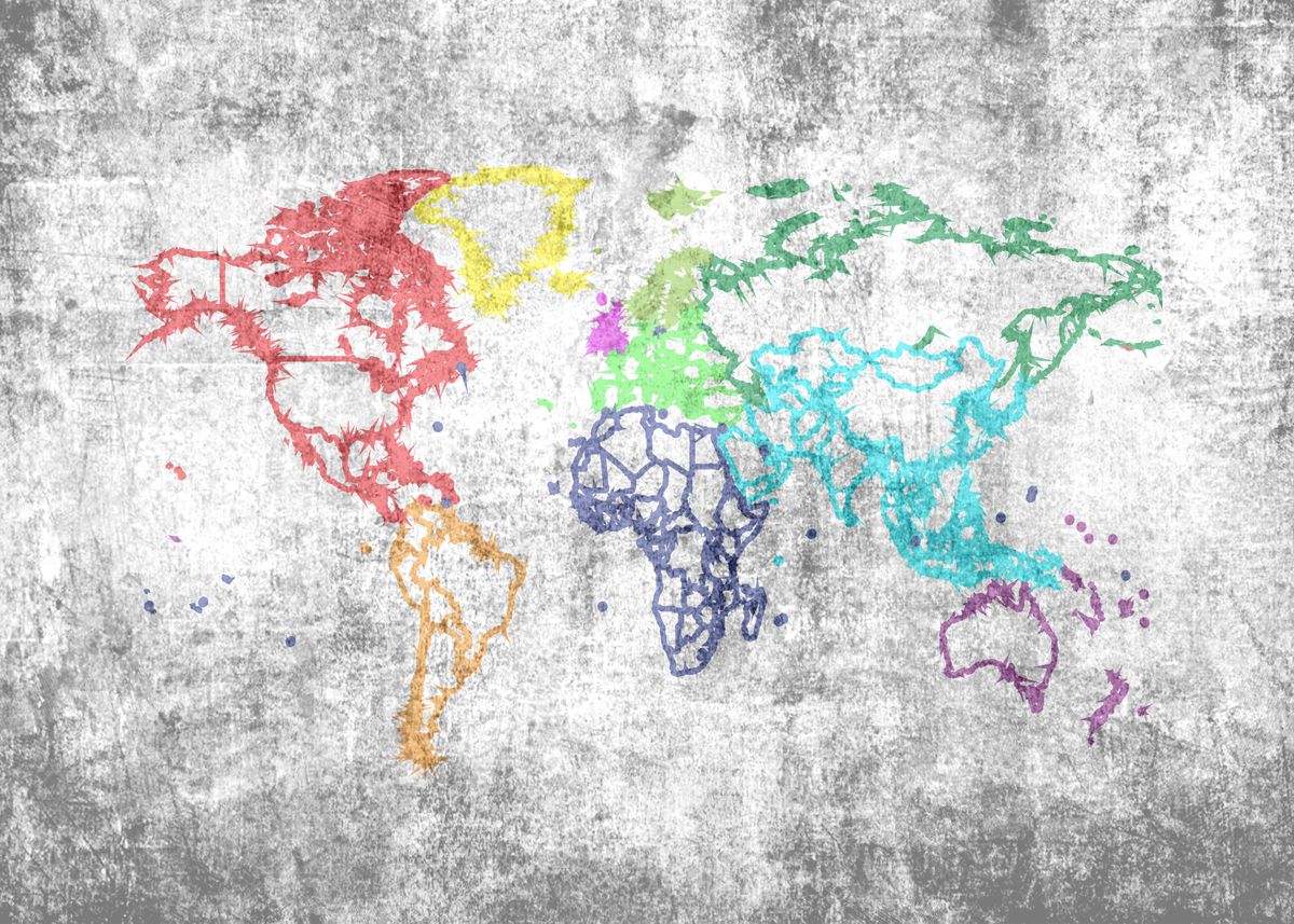 'World map with border ' Poster by Tea Brncic | Displate