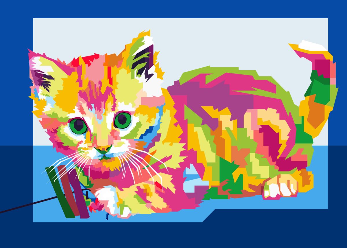 'WPAP Cat ' Poster, picture, metal print, paint by riosajaa | Displate