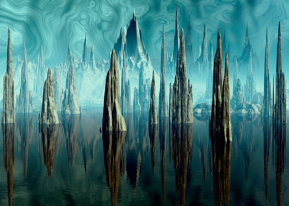 'Pointed Rocks' Poster, picture, metal print, paint by aestevez | Displate