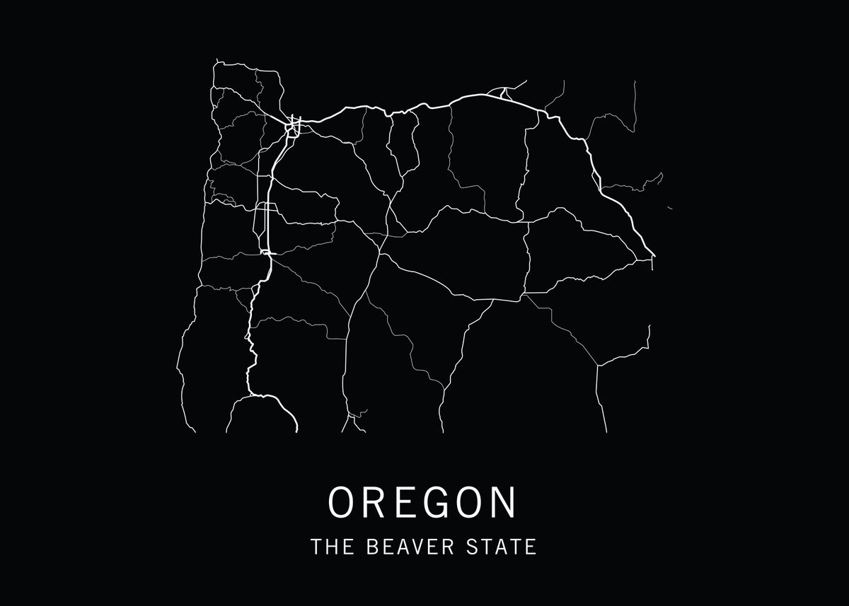 'Oregon State Road Map' Poster by Clark Street Press | Displate