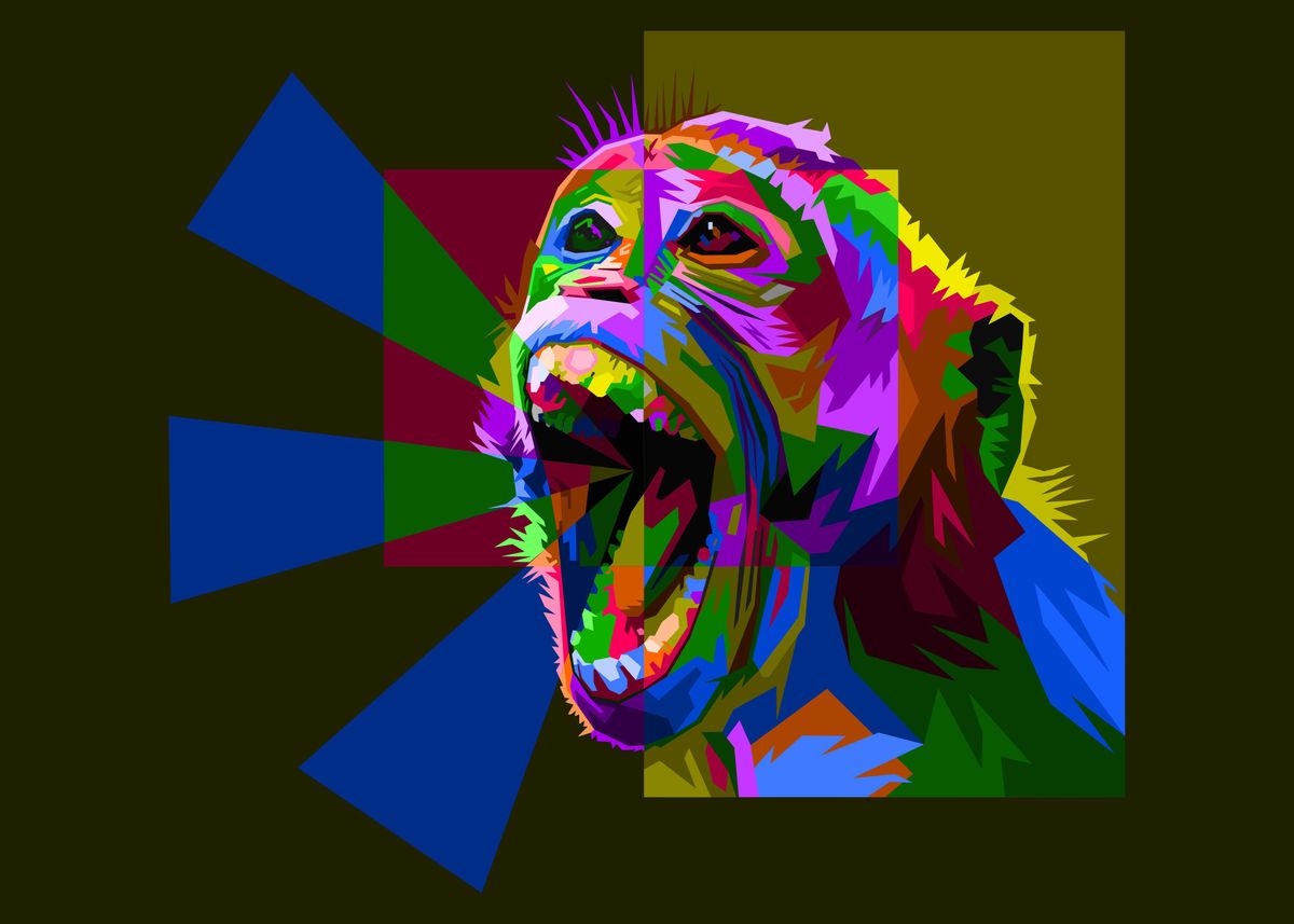 'screaming monkey on popart' Poster, picture, metal print, paint by ...