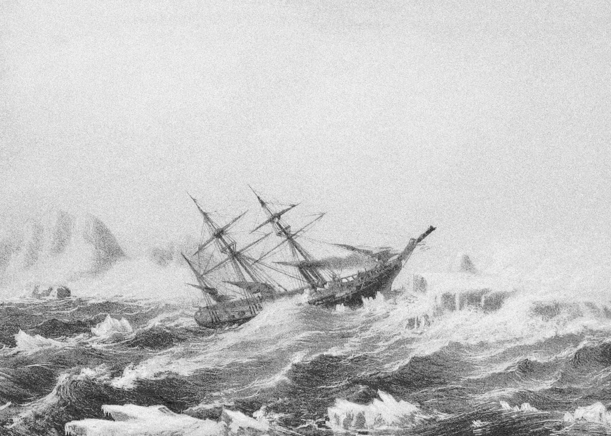 'Sailing Ship in the Arctic' Poster, picture, metal print, paint by ...