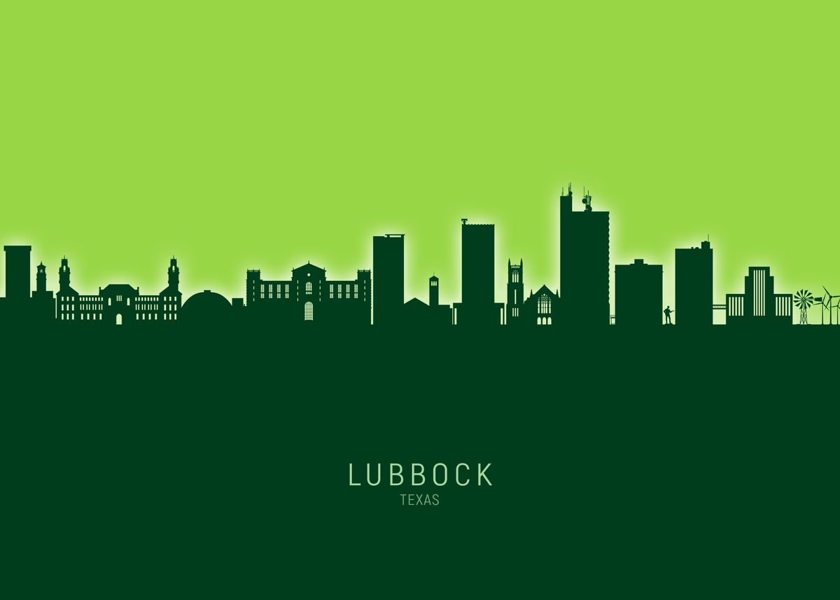 'Lubbock Skyline Texas' Poster, picture, metal print, paint by Michael ...