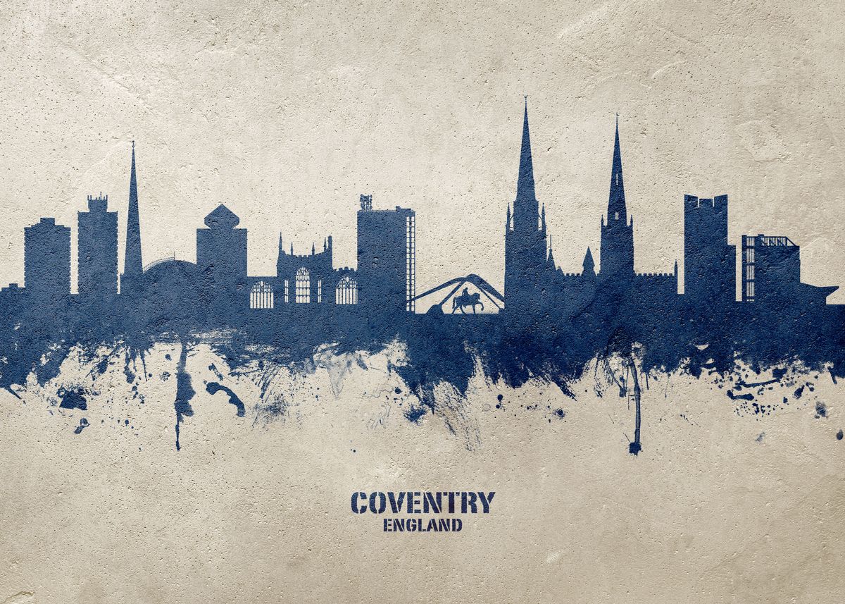 'Coventry Skyline England' Poster, picture, metal print, paint by ...