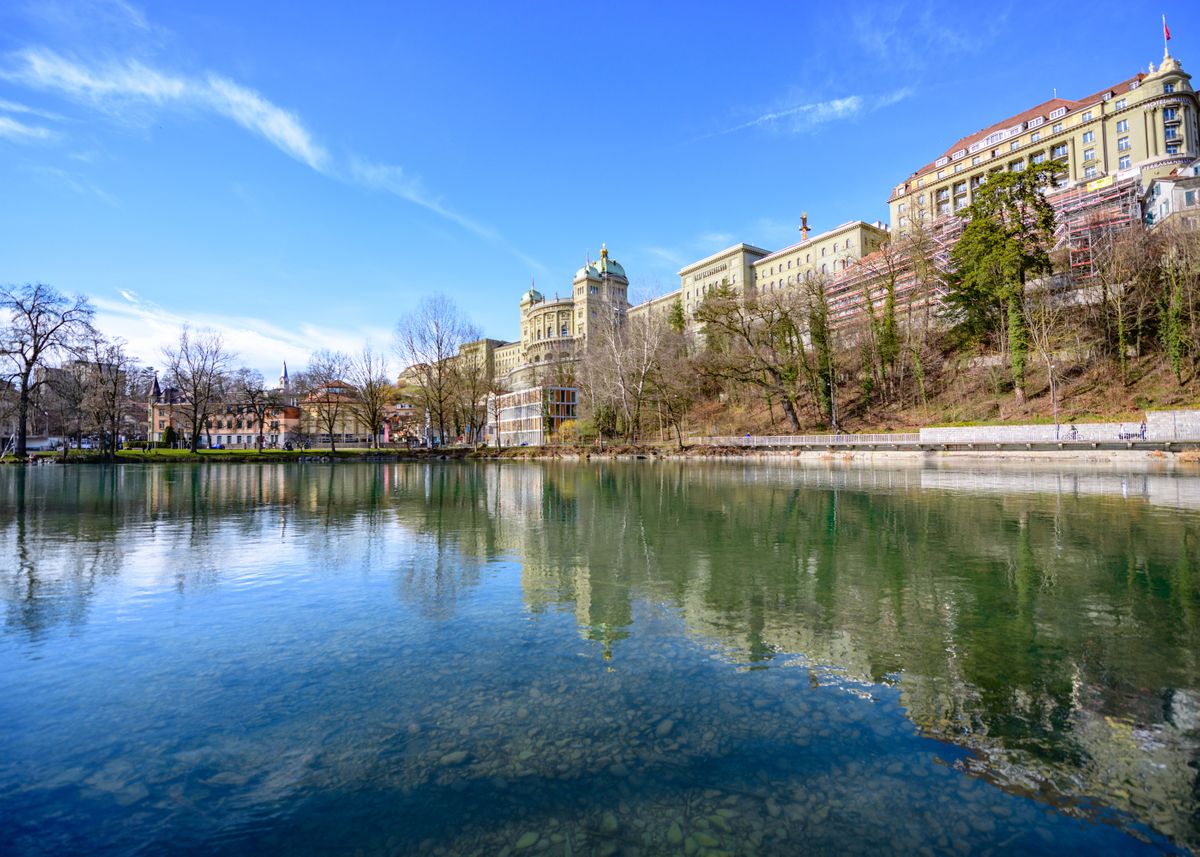 'River Aare Reflections' Poster, picture, metal print, paint by ...