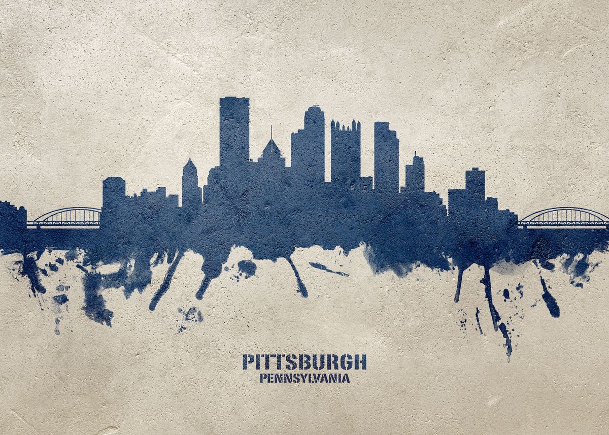 'Pittsburgh Skyline' Poster, picture, metal print, paint by Michael ...