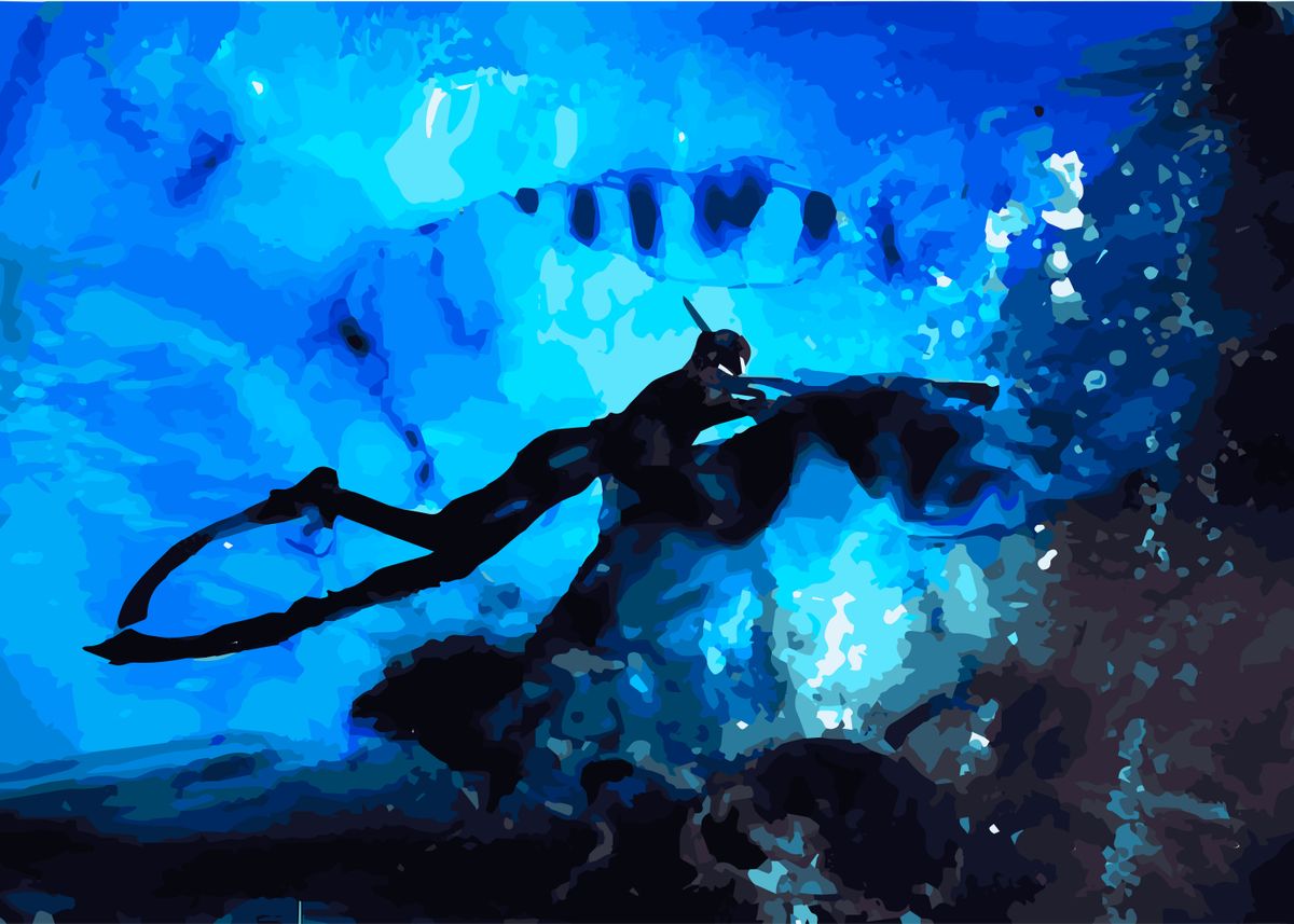 'Freediving' Poster, picture, metal print, paint by Natalia Stahl ...