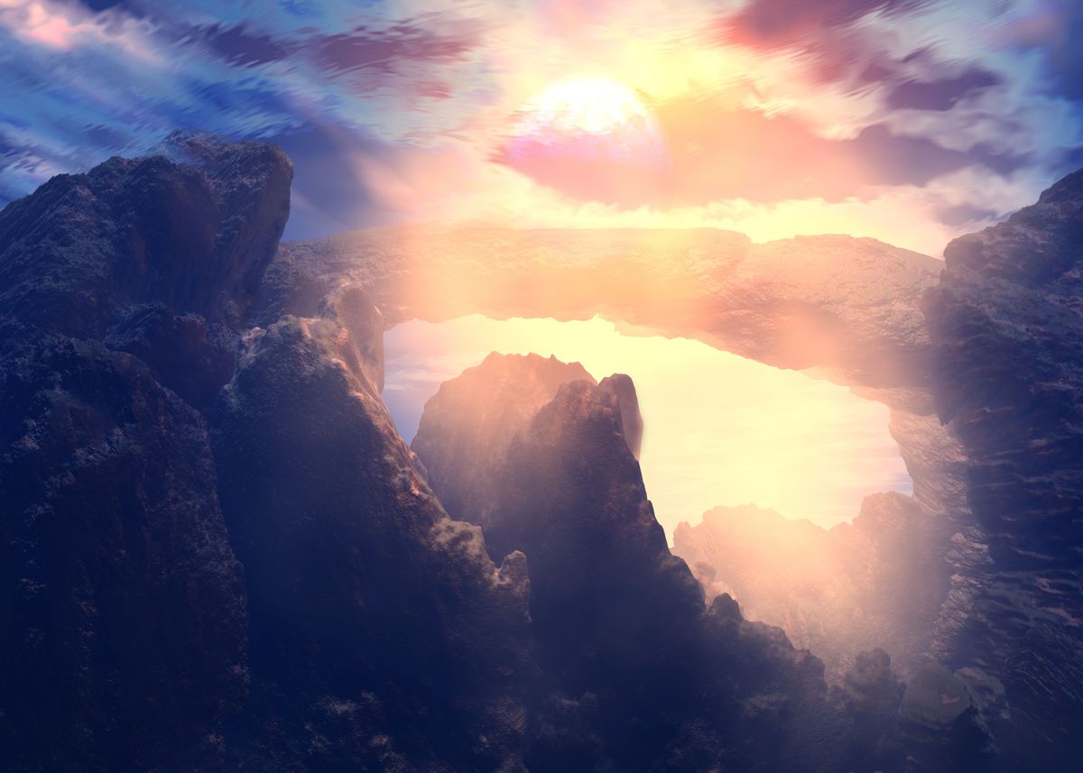 'Sunset On The Rocks' Poster by aestevez | Displate