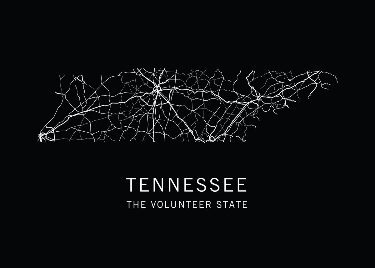 'Tennessee State Road Map' Poster by Clark Street Press | Displate