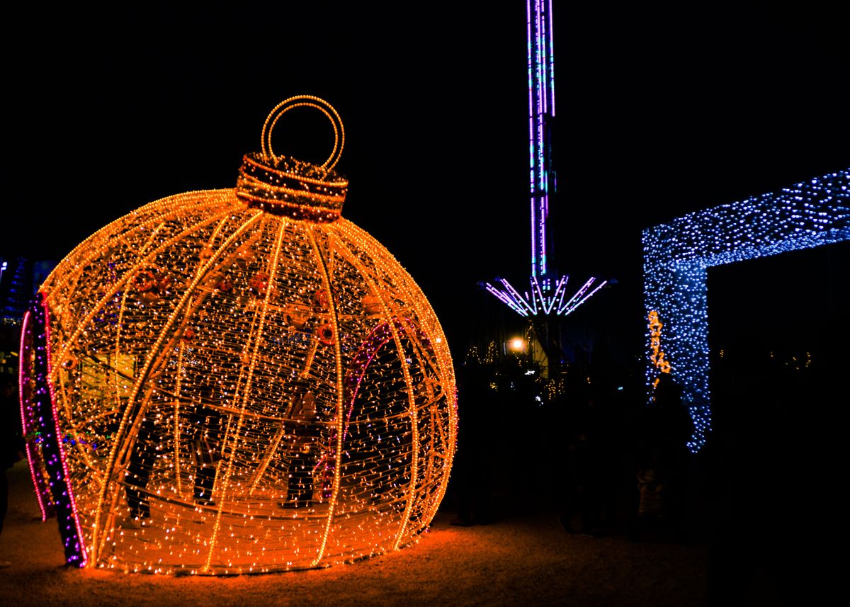 'Christmas lights Orange ba' Poster, picture, metal print, paint by ...