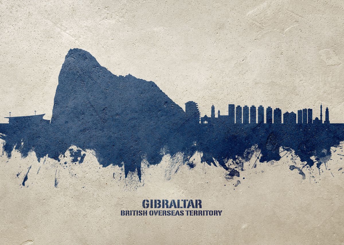 'Gibraltar Skyline' Poster, picture, metal print, paint by Michael ...