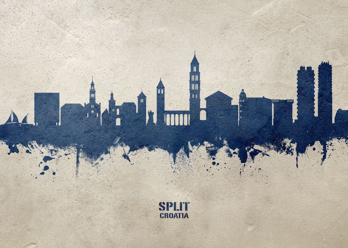 'Split Skyline Croatia' Poster, picture, metal print, paint by Michael ...