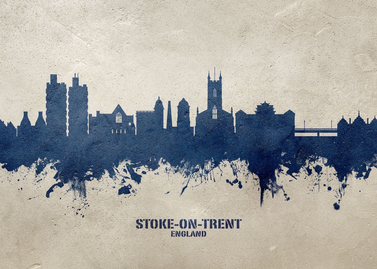 'Stoke on Trent Skyline' Poster, picture, metal print, paint by Michael ...