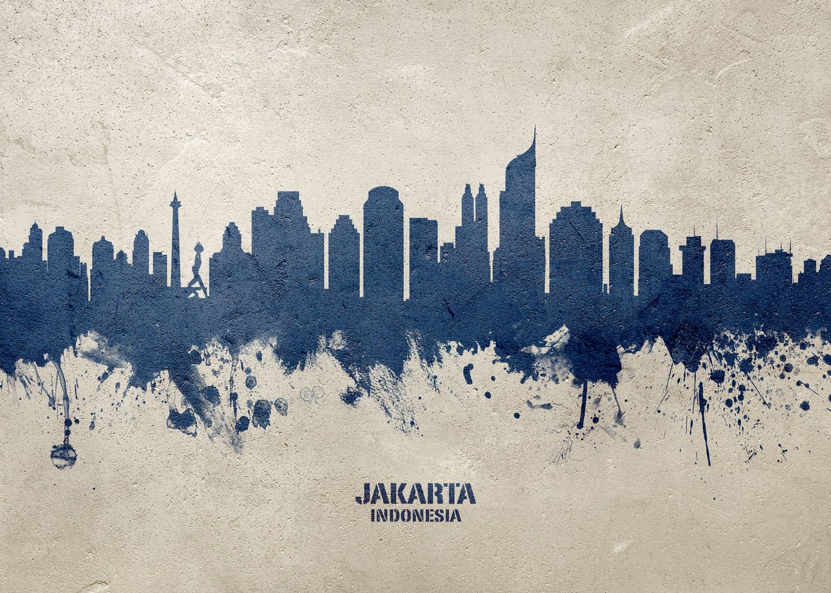 'Jakarta Skyline Indonesia' Poster, picture, metal print, paint by ...