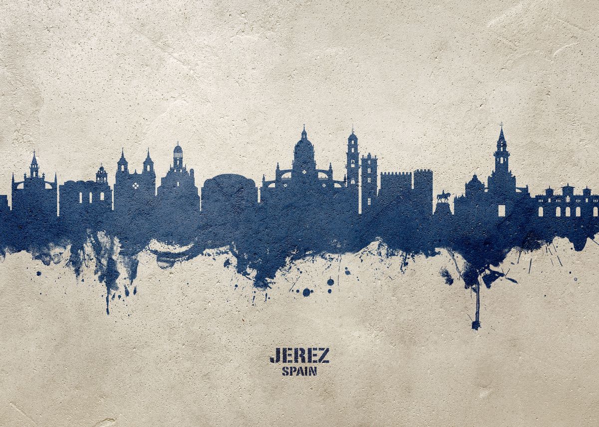 'Jerez Skyline Spain' Poster, picture, metal print, paint by Michael ...