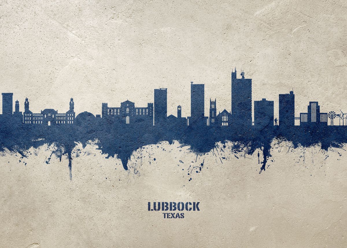 'Lubbock Skyline Texas' Poster, picture, metal print, paint by Michael ...