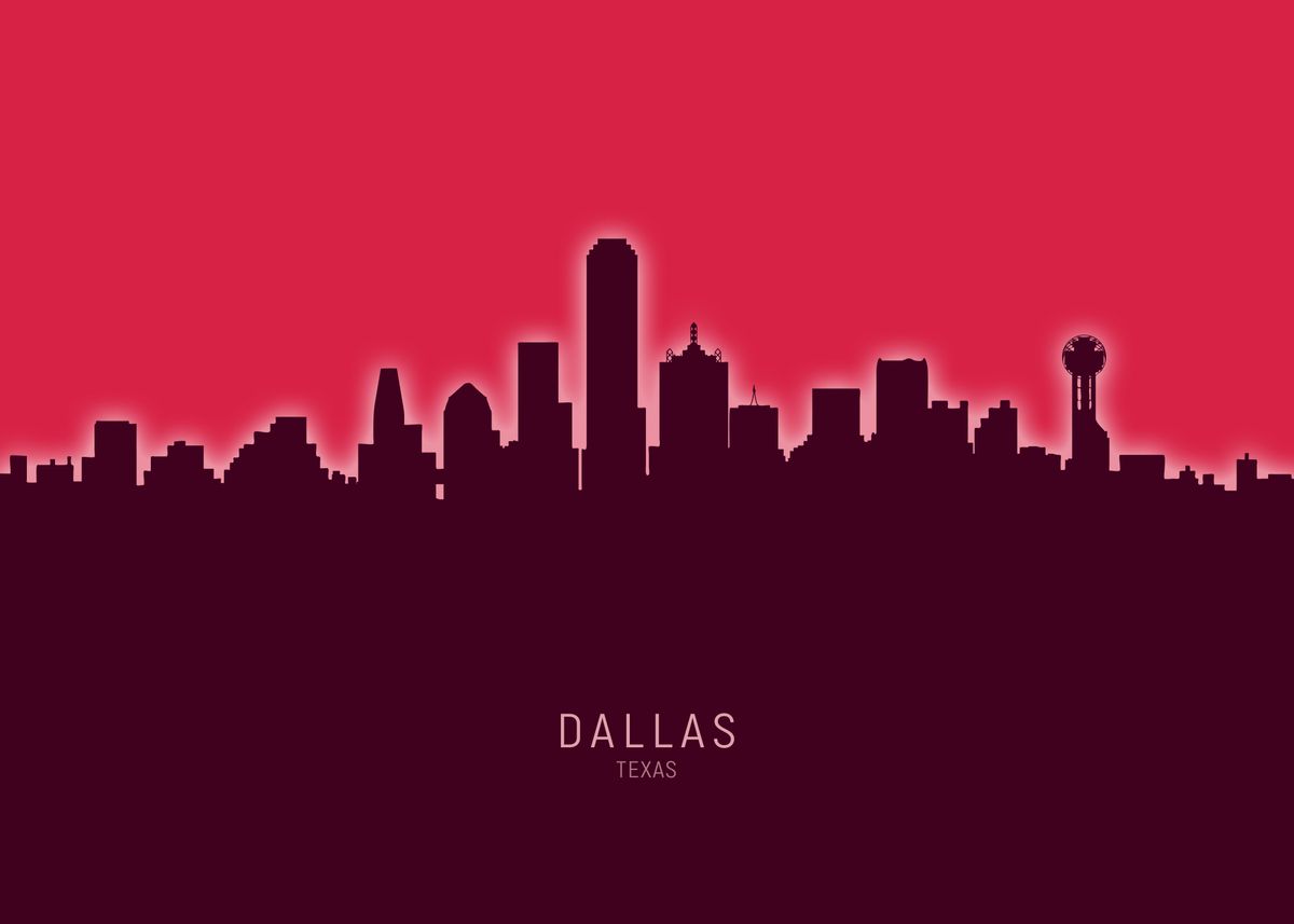'Dallas Skyline Texas' Poster, picture, metal print, paint by Michael ...