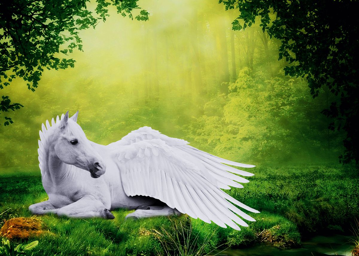 'Resting Pegasus' Poster by Inspired Images | Displate