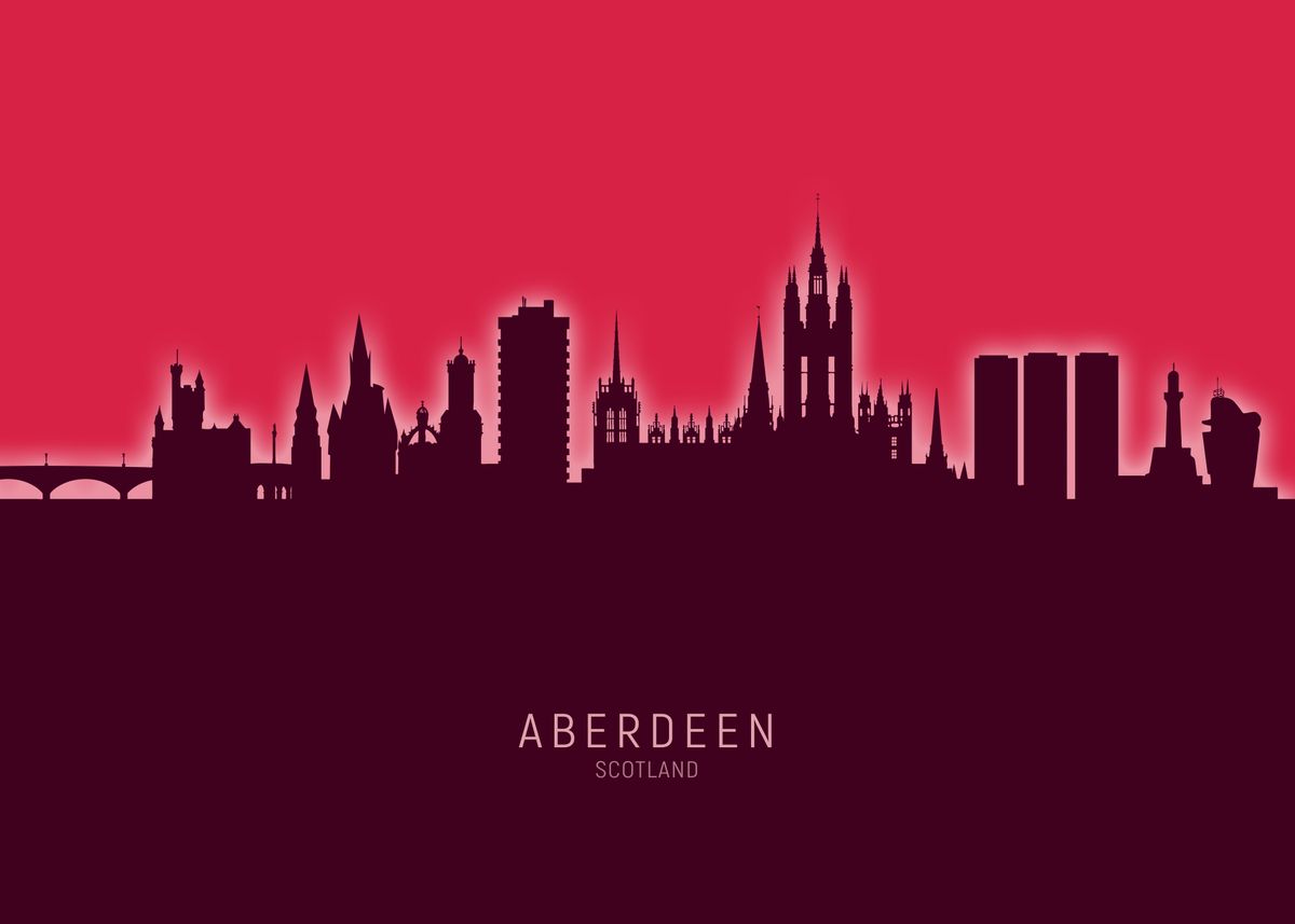 'Aberdeen Skyline Scotland' Poster, picture, metal print, paint by ...