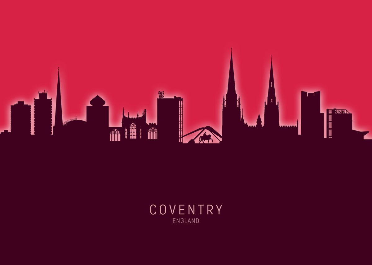 'Coventry Skyline England' Poster, picture, metal print, paint by ...