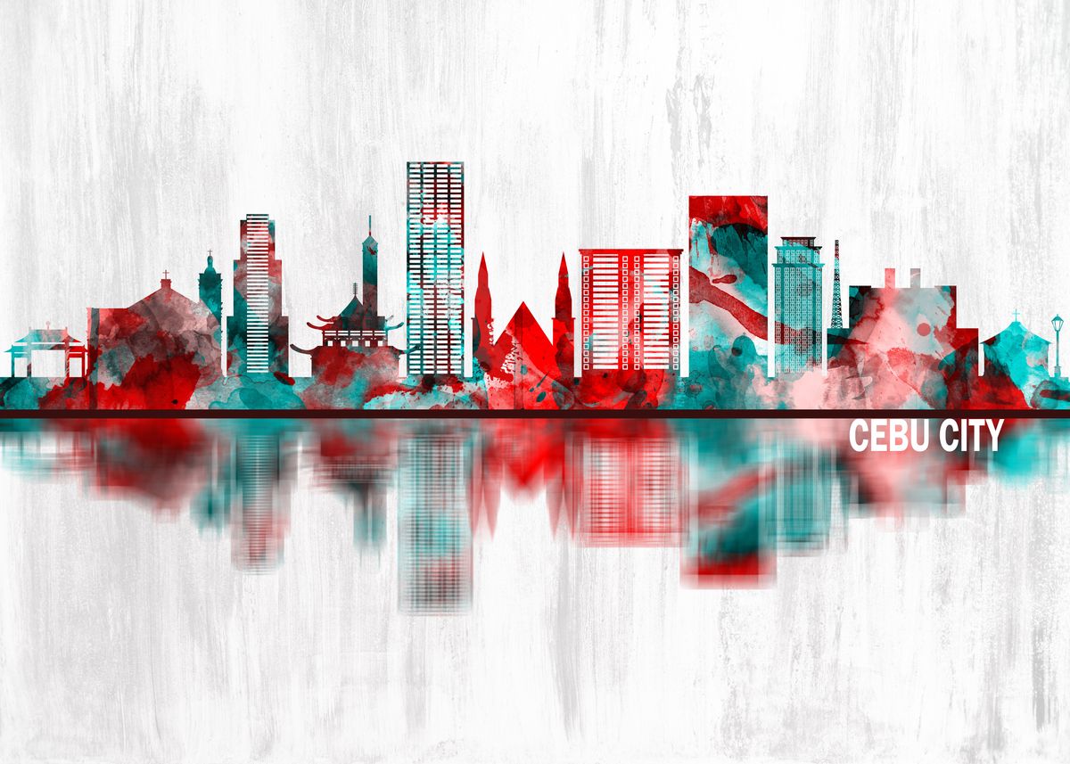 'Cebu City Skyline' Poster, picture, metal print, paint by Towseef Dar ...