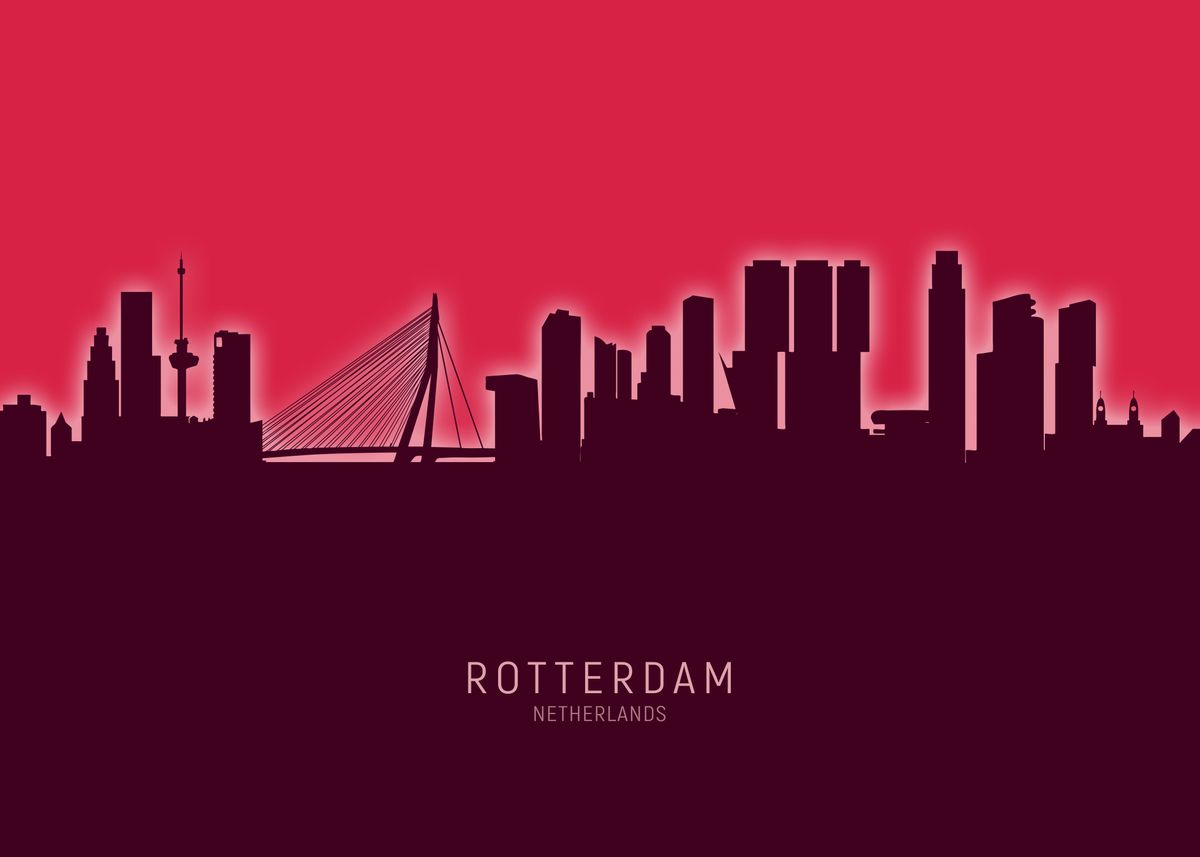 'Rotterdam Skyline' Poster, picture, metal print, paint by Michael ...