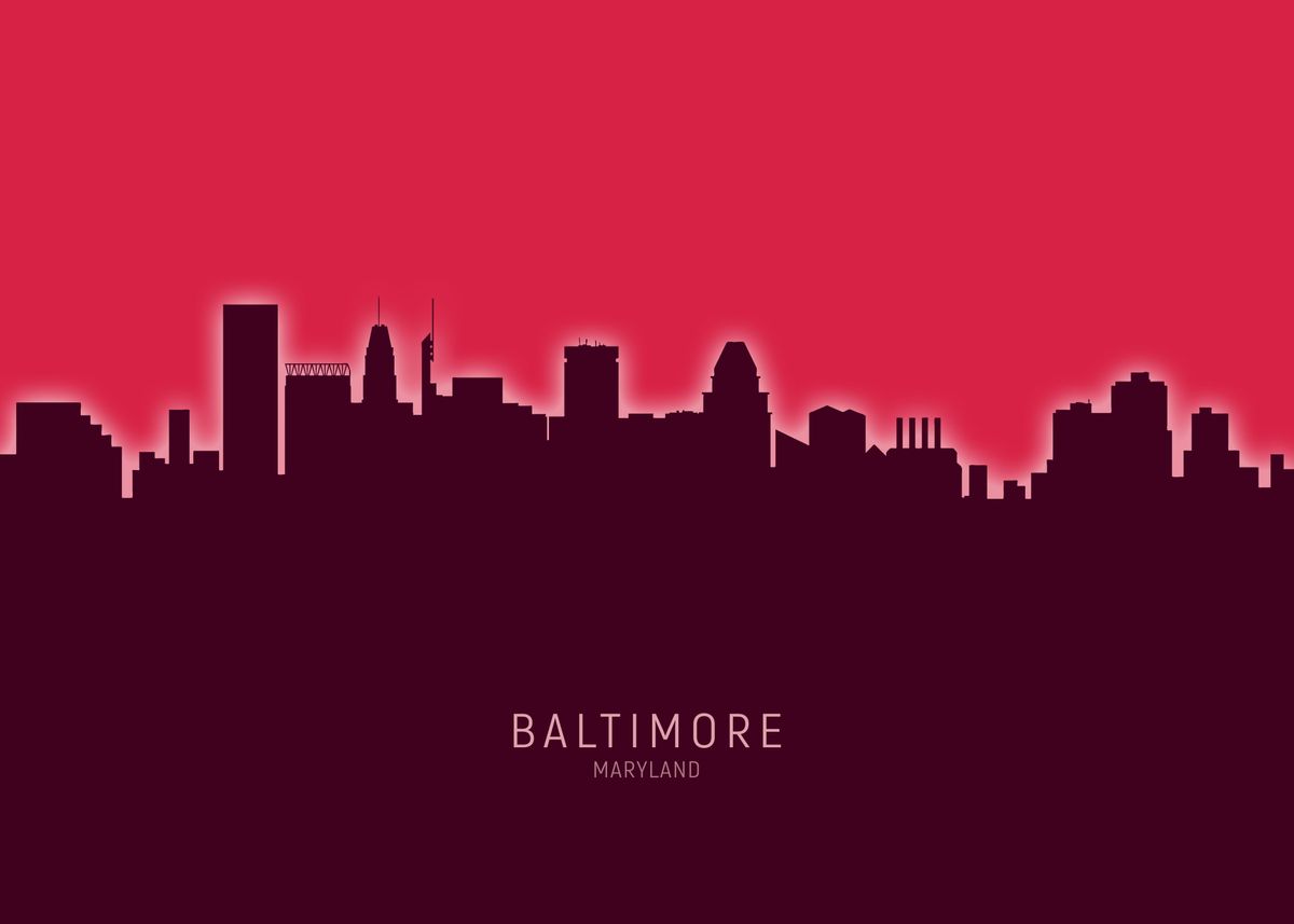 'Baltimore Skyline Maryland' Poster, picture, metal print, paint by ...