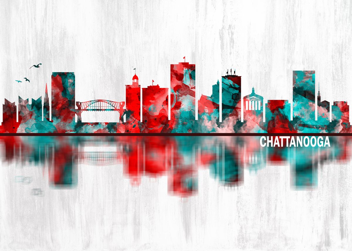 'Chattanooga Skyline' Poster, picture, metal print, paint by Towseef ...