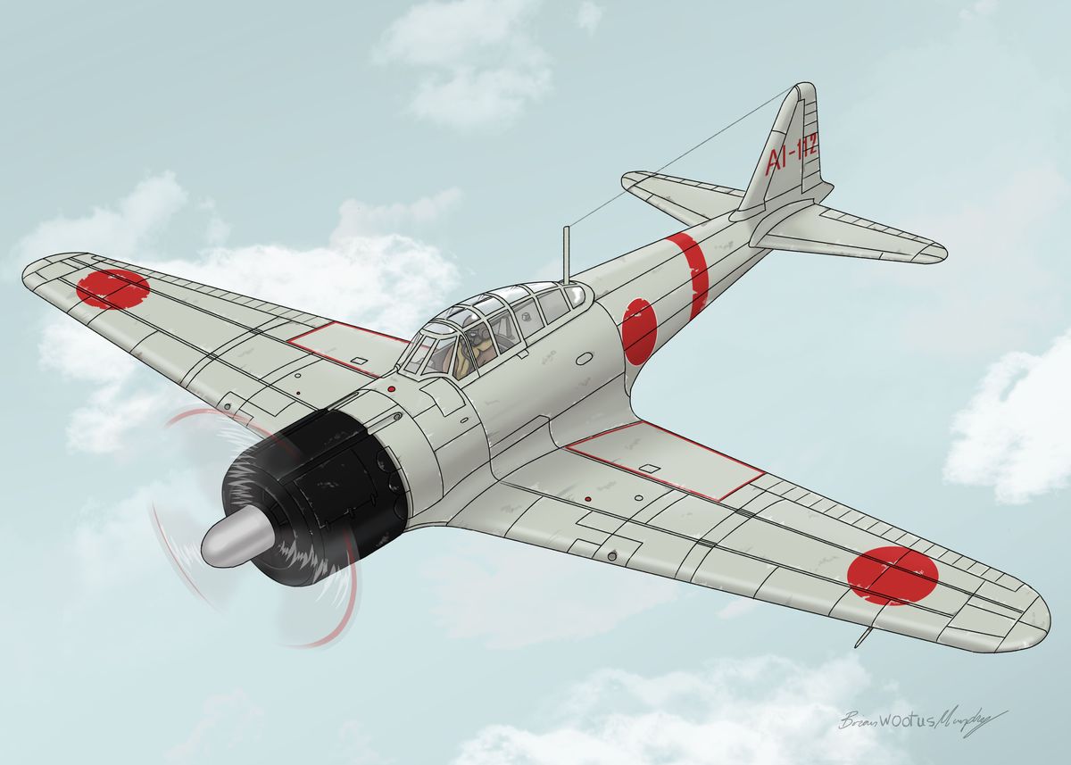 'Mitsubishi A6M Zero' Poster, picture, metal print, paint by wootusart ...